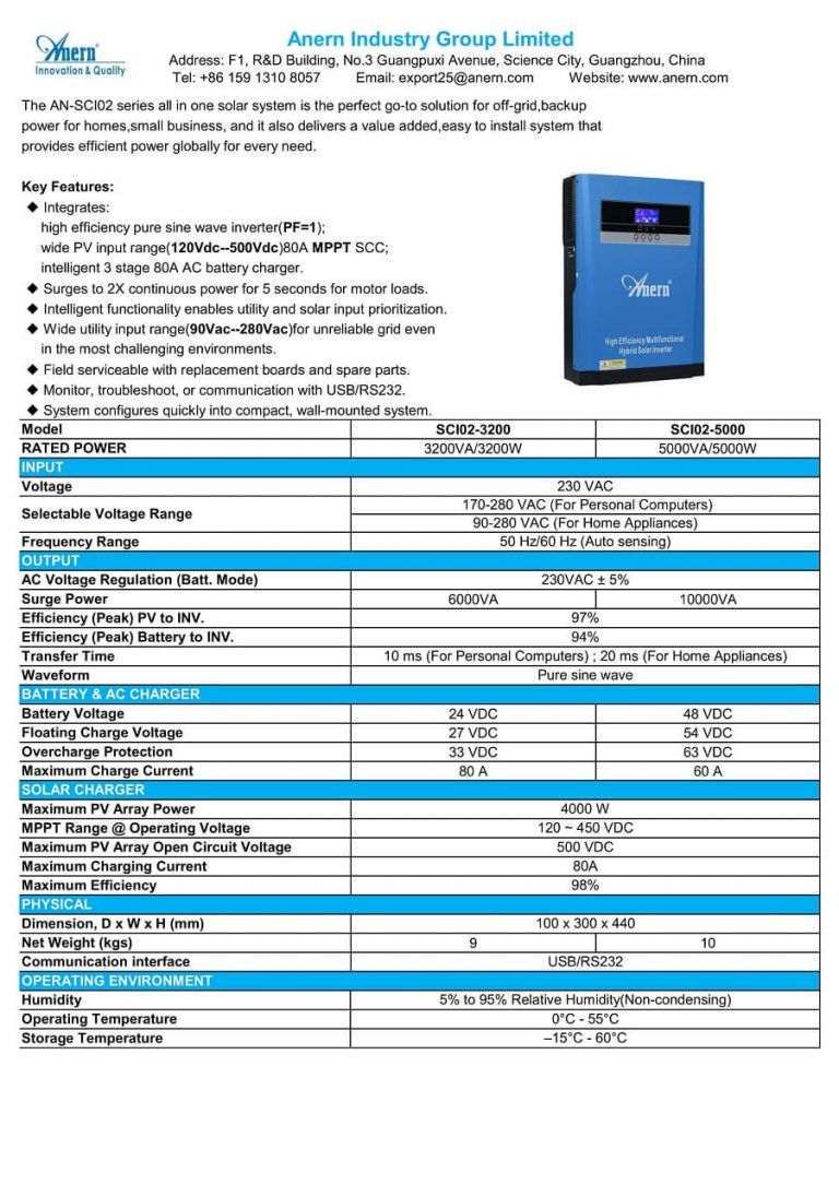 Biến tần độc lập 3kW | Inverter Off-grid 3kW Anern - DHC Solar